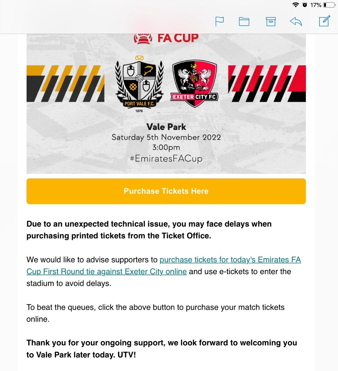 FA Cup First Round - Port Vale present - onevalefan.co.uk forum